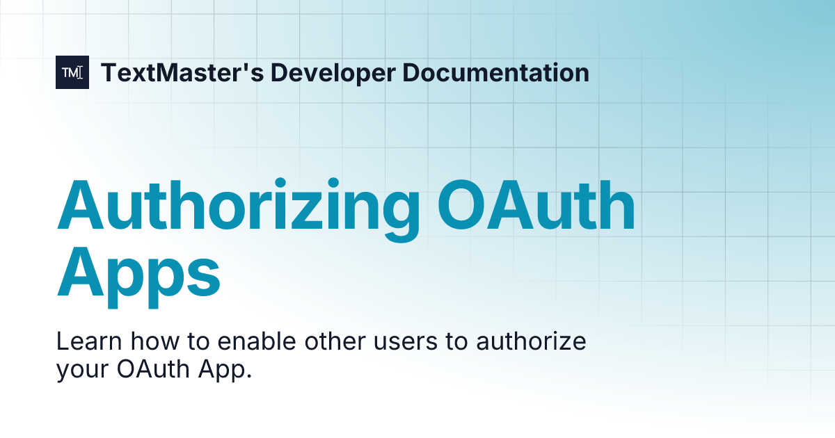 Authorizing OAuth Apps | TextMaster's Developer Documentation