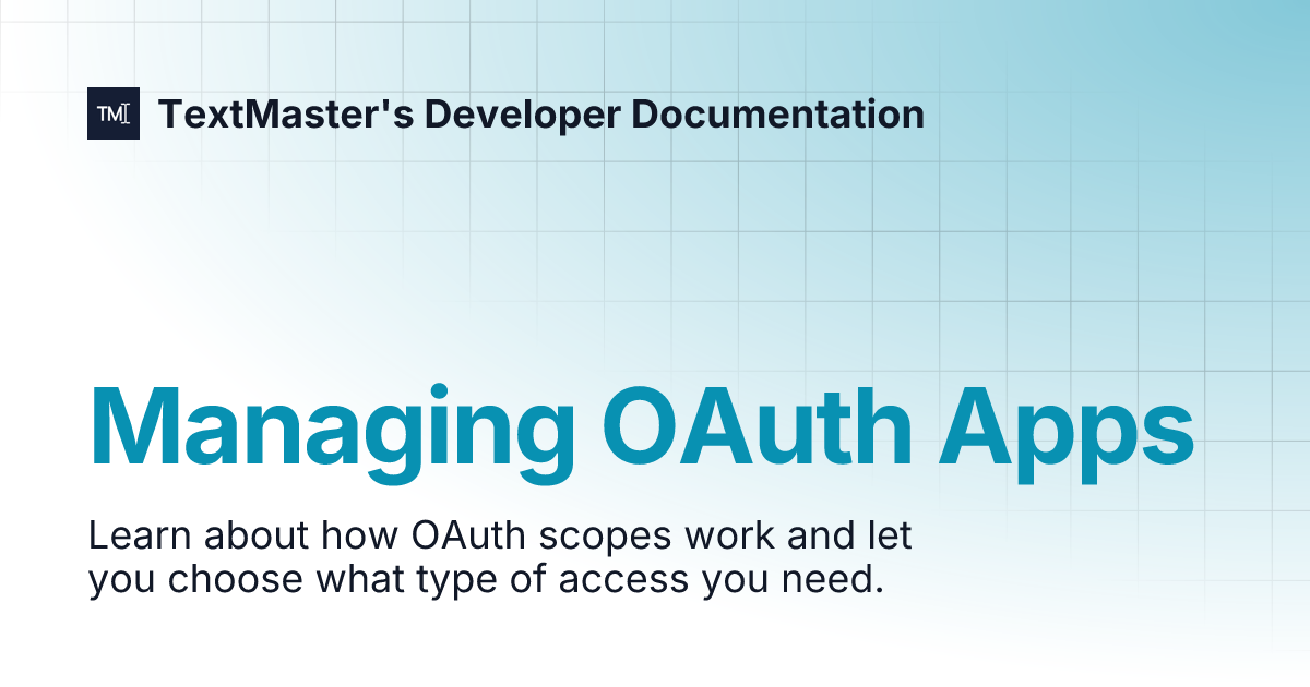 Managing OAuth Apps | TextMaster's Developer Documentation